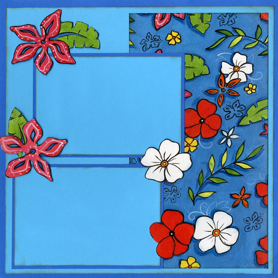 Tropical Flowers Page Kit| Scrapbookers Painted Page