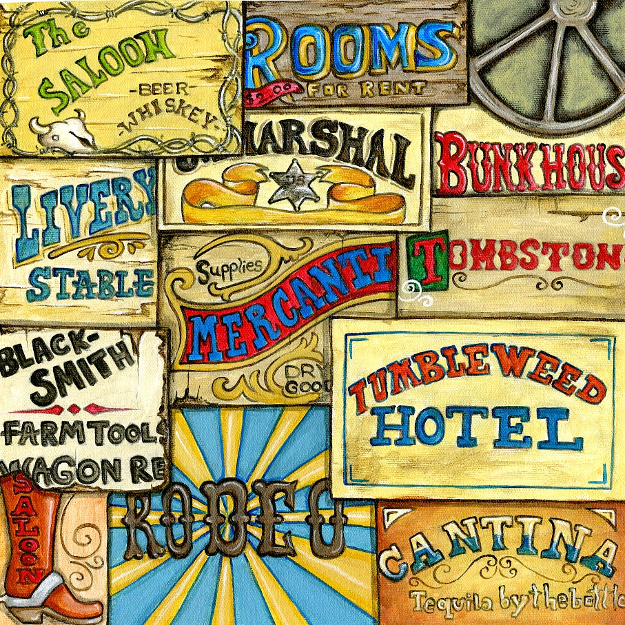 Western Signs| Scrapbookers Painted Page
