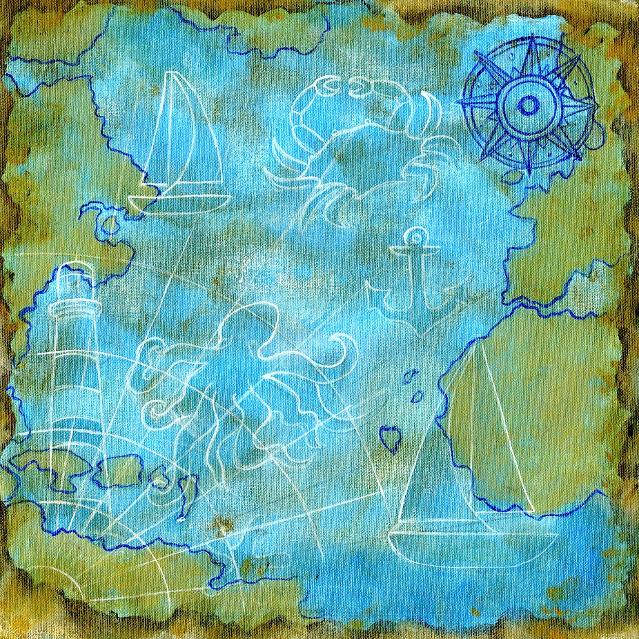 Set Sail Map| Scrapbookers Painted Page